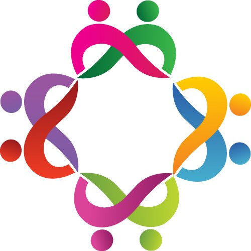 Teamwork hi unity people logo design Royalty Free Vector