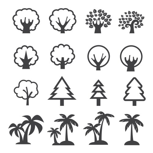 Tree thin line icons set Royalty Free Vector Image