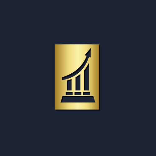 Gold arrow chart business finance logo Royalty Free Vector