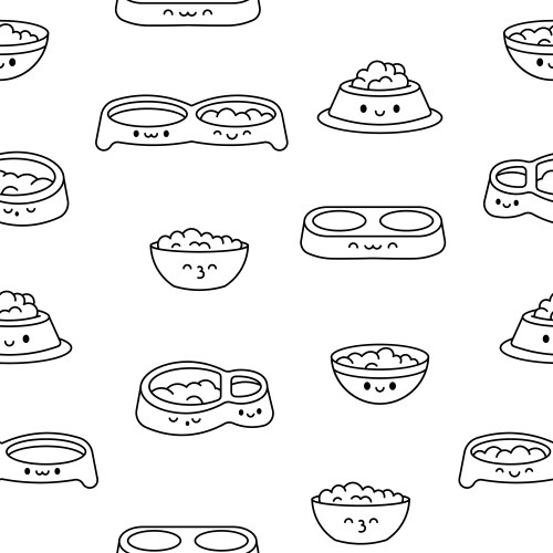 Pets bowl with happy face coloring page Royalty Free Vector