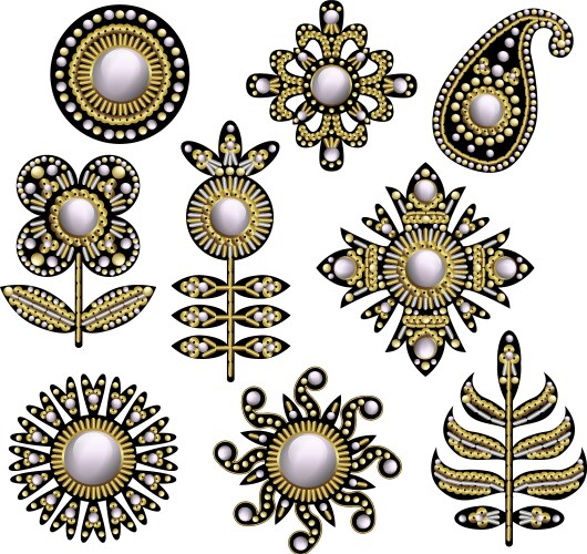 Textile embroidered patches with sequins beads Vector Image
