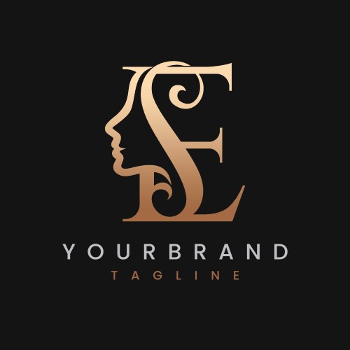 Letter e beauty face hair salon logo design Vector Image