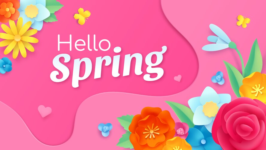 Hello spring banner Royalty Free Vector Image - VectorStock