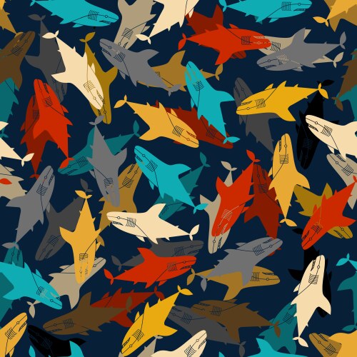 Shark military seamless pattern army background Vector Image