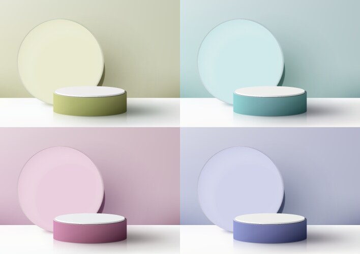 3d pastel colors podium with circles backdrop on Vector Image