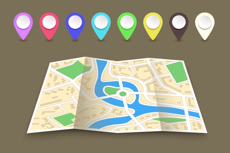 Folding paper map flat icon Royalty Free Vector Image