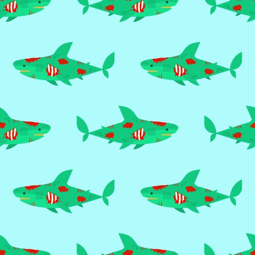 Shark military seamless pattern army background Vector Image