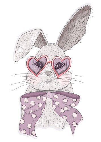 Cute easter bunny with glasses cartoon Royalty Free Vector