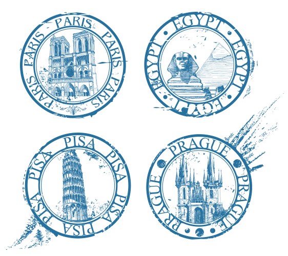 Travel stamps set Royalty Free Vector Image - VectorStock