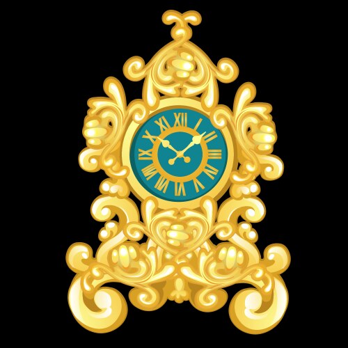 Antique clock with golden butterflies Royalty Free Vector