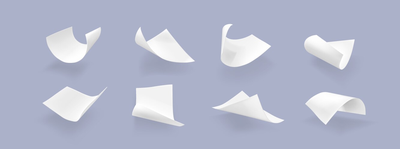 Flying paper sheet in different angles of view Vector Image