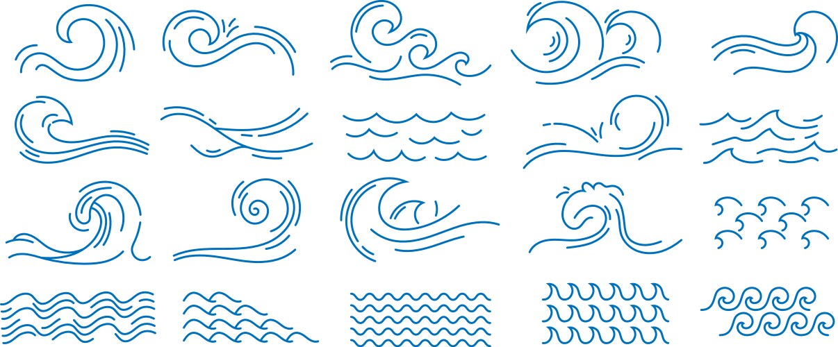 Ocean Wave Line Drawing Vector Images (over 11,000)