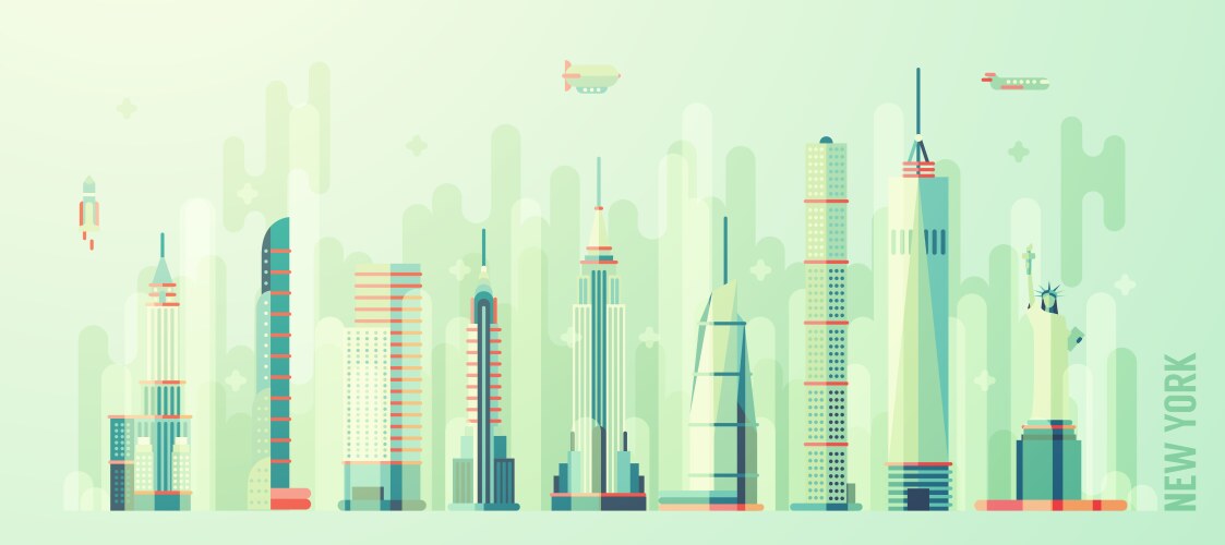 New york skyline usa big city buildings Royalty Free Vector