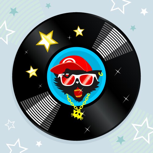 Vinyl record with music notes Royalty Free Vector Image