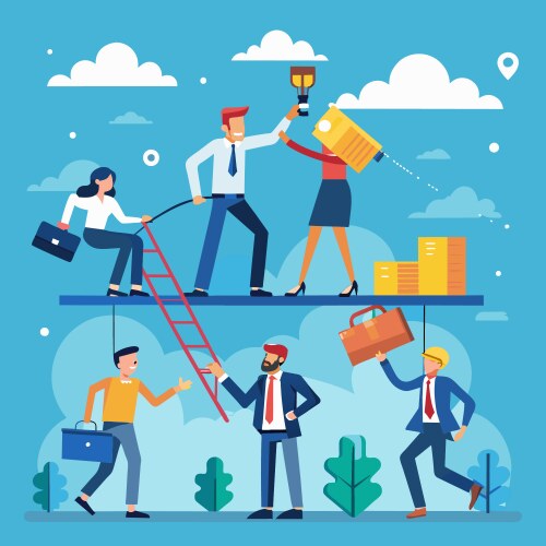 Build business bridge connect path together Vector Image