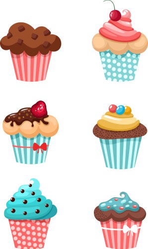 Muffin essential elements set Royalty Free Vector Image