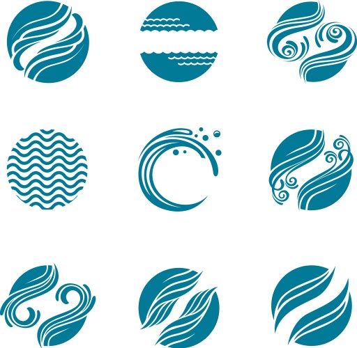 Water Icons - Wave & Drop Collection Vector Image