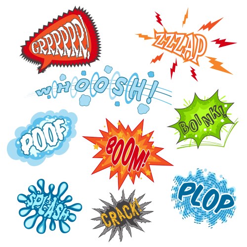Comic boom set Royalty Free Vector Image - VectorStock