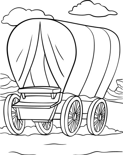 Wagon vehicle coloring page for kids Royalty Free Vector