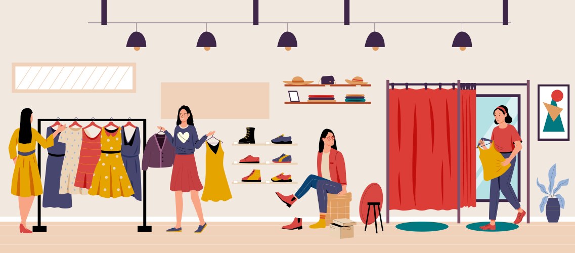 Fashion store female shop outlet or sale Vector Image