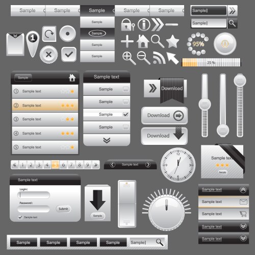 Mega ui for desktop or apps interface design Vector Image