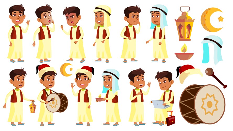 Cartoon arab family characters set Royalty Free Vector Image