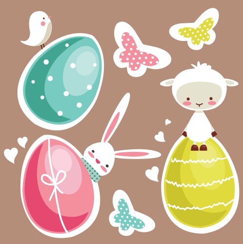 Cute easter character set Royalty Free Vector Image