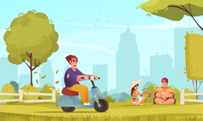 Urban eco transport cartoon Royalty Free Vector Image