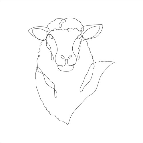 Continuous one line drawing a little lamb sheep Vector Image