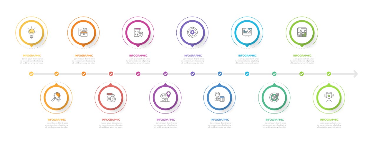 Infographic 12 months timeline calendar circles Vector Image