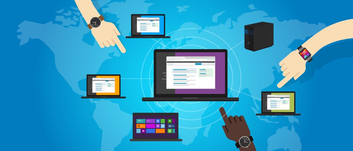 Star network topology lan design networking Vector Image