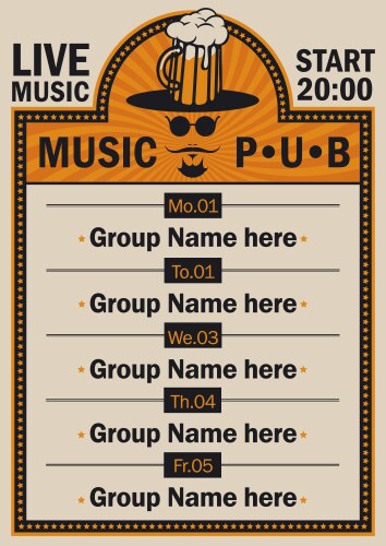 Musical pub Royalty Free Vector Image - VectorStock