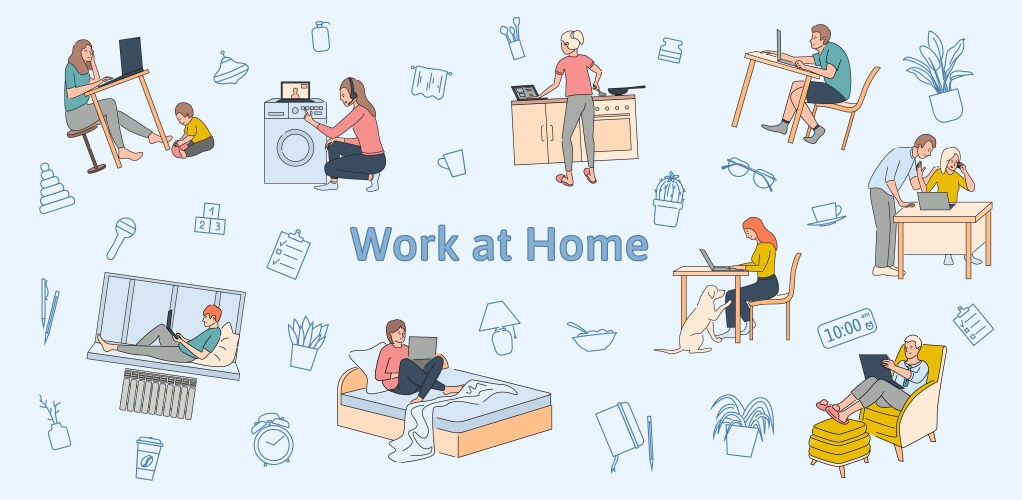 Teamwork online work management home office Vector Image
