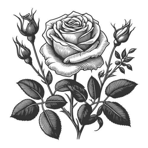 Rose engraving sketch Royalty Free Vector Image