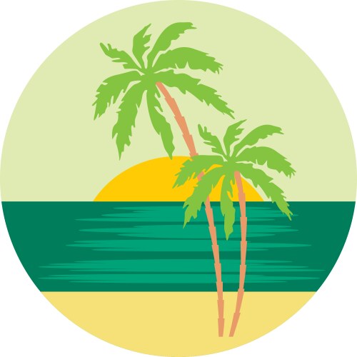 Tropical beach with palm trees Royalty Free Vector Image