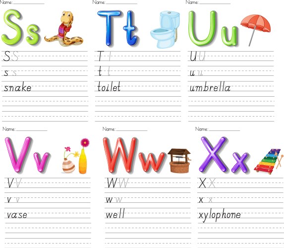 Alphabet Worksheet with Animals – Royalty-Free Vector | VectorStock