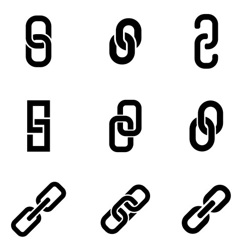 Metal chain parts icons set on white background Vector Image