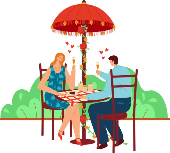 Cartoon couple in love having romantic dinner Vector Image