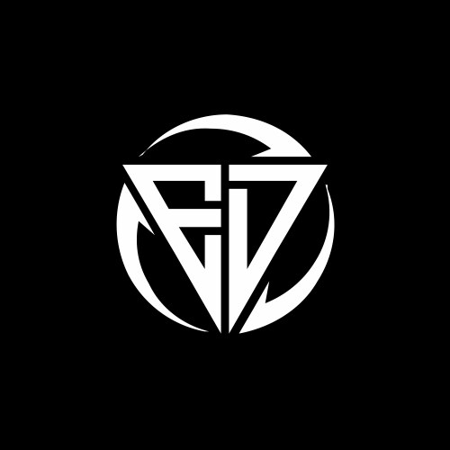 Ed logo with triangle shape and circle rounded Vector Image