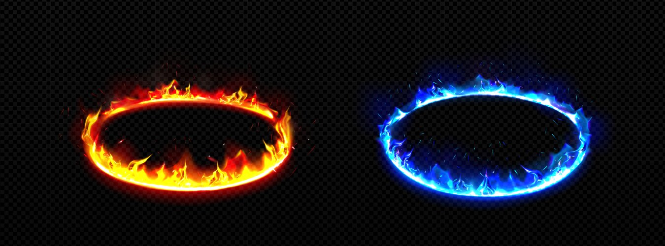 Round frames with fire burning rings flame Vector Image