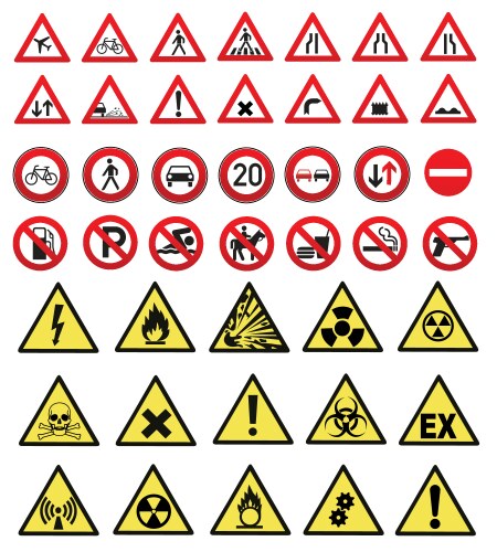 Road signs icons set Royalty Free Vector Image