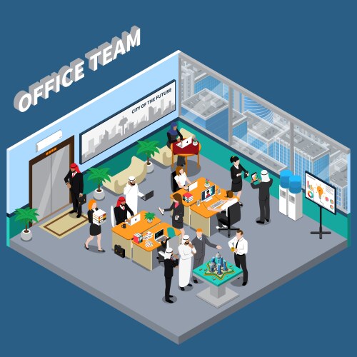 Isometric computer lab classroom Royalty Free Vector Image