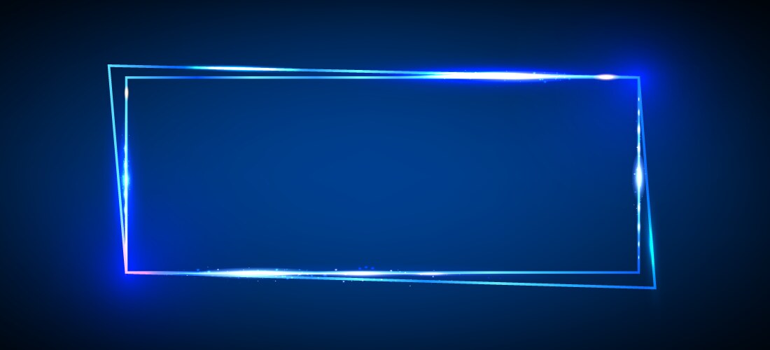 Rectangular blue neon frame Royalty Free Vector Image