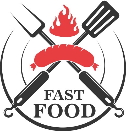 Fast food emblem Royalty Free Vector Image - VectorStock