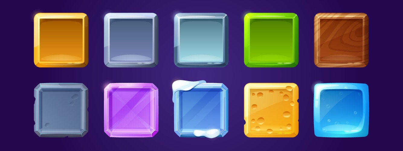 Game ui app icons buttons cartoon interface Vector Image