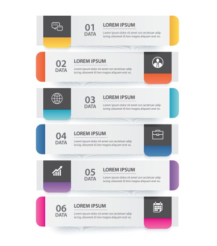 6 data infographics tab paper index template Vector Image