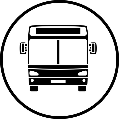 Sightseeing bus with driver front view icon Vector Image