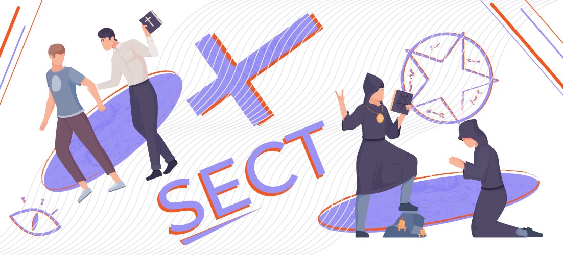 Religious cult flat collage Royalty Free Vector Image