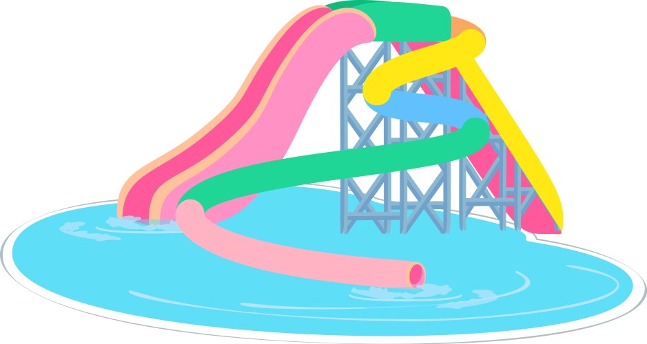 Red water slide going into swimming pool on white Vector Image