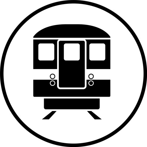 Subway train in front view black line icon metro Vector Image
